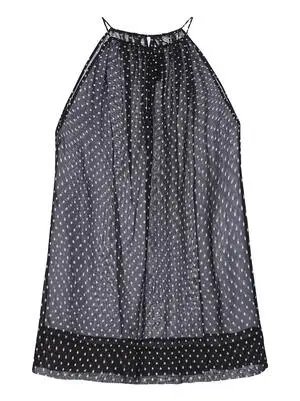 NILI LOTAN Halterneck Polka-dot Silk Top - Black