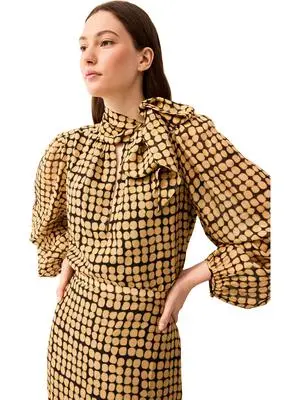 MARIE OLIVER Marie Oliver Vivienne Silk Chiffon Blouse With Keyhole Neckline And Polka Dot Print