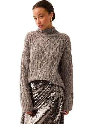 MARIE OLIVER Cecile Cable Knit Sweater - Titanium
