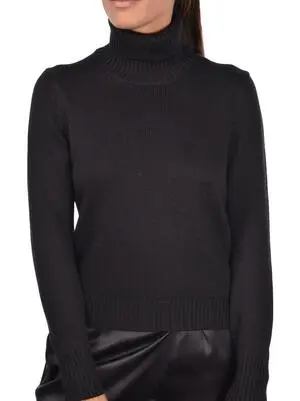GRAN SASSO Ribbed Turtleneck Sweater - Black
