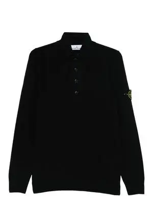 Stone Island Button Detailed Fine Knit Pullover - Black