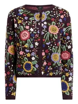 Etro Embroidered Floral Cardigan - Red