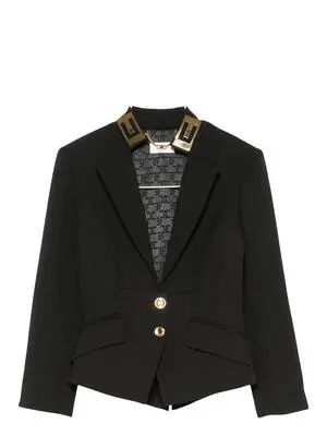 Elisabetta Franchi Tailored Jacket With Metal Trim Collar - Black