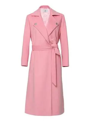 GIODORO Belted Wool Wrap Coat - Red