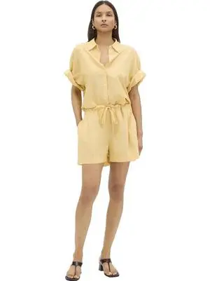 Another Tomorrow Organic Cotton Drawcord Shorts - Mimosa