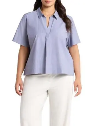 Eileen Fisher Organic Cotton Johnny Collar Top - Infinity