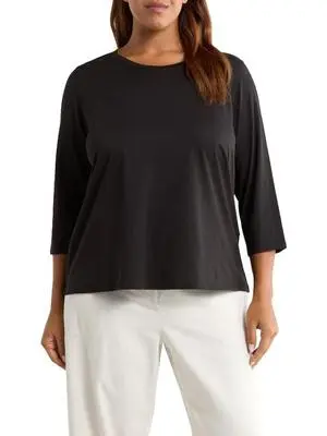 Eileen Fisher Organic Cotton Boxy Top - Black
