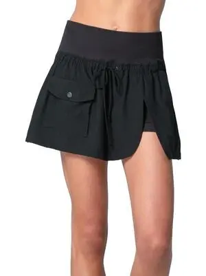 Lucky In Love Cargo Pocket Wrap Mini Skirt - Black