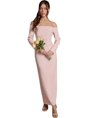 Coast Bardot Maxi Dress With Long Sleeves - Blush