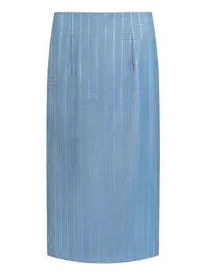 MEJI Sky Crystal Pinstripe Wool Skirt - Blue