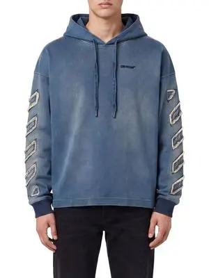 Off-White Diag" Denim Hoodie - Blue