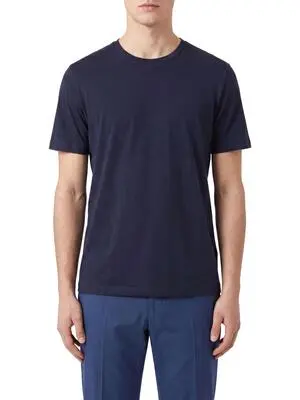 Herno Short-sleeved Crew Neck T-shirt In Pure Cotton - Blue 1