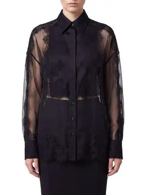 Dolce & Gabbana Lace Trimmed Shirt - Black