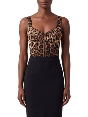 Dolce & Gabbana Leopard Print Bodysuit - Multicolor