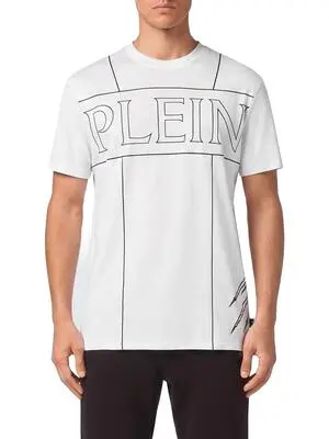 PLEIN SPORT Slim Fit Cotton T-shirt With Contrast Logo Print - White