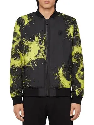 PLEIN SPORT Bomber Jacket With Graphic Print - Black
