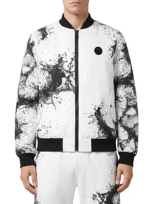 PLEIN SPORT Bomber Jacket With Graphic Print - White