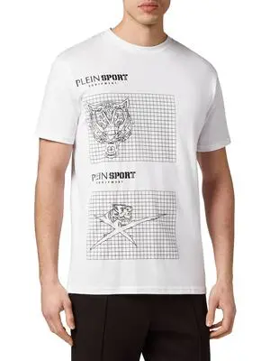 PLEIN SPORT Cotton T-shirt With Contrast Graphic Print - White