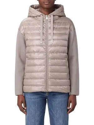 Herno Short Down Jacket With Hood And Knit Details - Beige