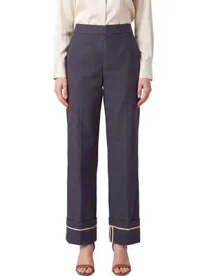 Herno Herno High-Waisted Wide-Leg Trousers In Water-Repellent Cotton Gabardine Blue
