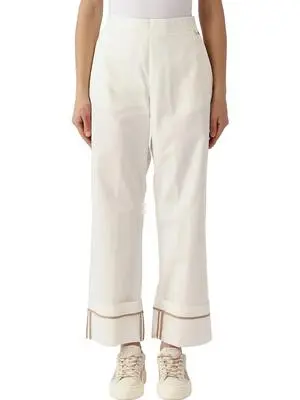 Herno High-waisted Wide-leg Trousers In Water-repellent Cotton Gabardine - White