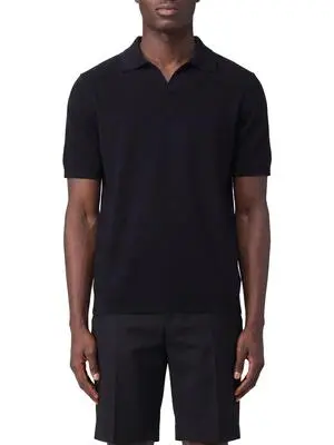 Herno Short-sleeved Polo Shirt In Cotton With Classic Collar And V-neck - Black