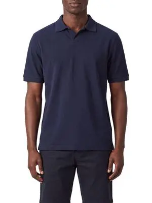 Herno Short-sleeved Polo Shirt In Cotton With Classic Collar And V-neck - Blue