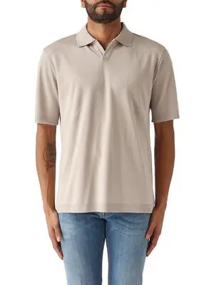 Herno Short-sleeved Polo Shirt In Cotton With Classic Collar And V-neck - Dove Grey