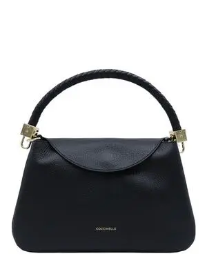 COCCINELLE Leather Shoulder Bag With Braided Handle - Black