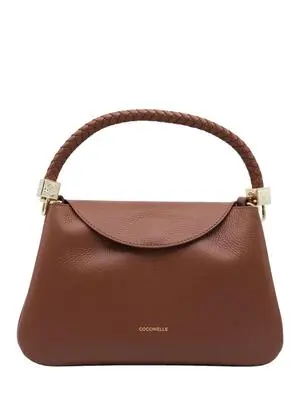 COCCINELLE Leather Shoulder Bag With Braided Handle - Brown