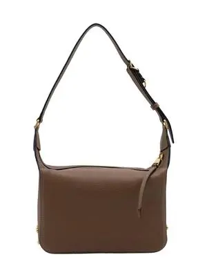 TOD'S Tod's Metal Dots Hammered Leather Shoulder Bag Brown