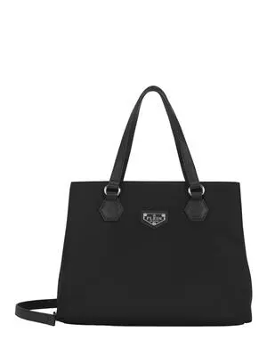 Philipp Plein Nylon Handbag With Double Handle And Removable Shoulder Strap - Black