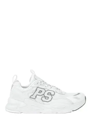 PLEIN SPORT Leather And Mesh Low-top Trainers With Contrast Monogram - White 1