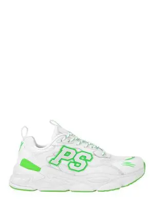 PLEIN SPORT Leather And Mesh Low-top Trainers With Contrast Monogram - White
