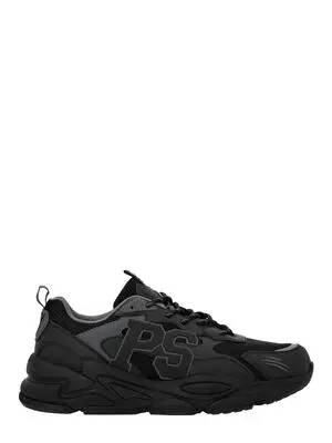 PLEIN SPORT Plein Sport Low-Top Leather And Mesh Monogram Sneakers Black