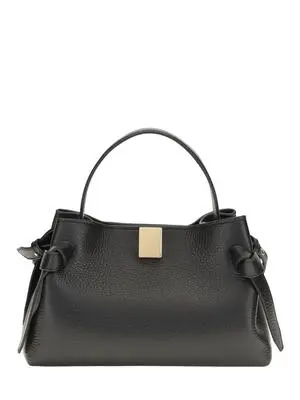 Yuzefi Textured Leather Top Handle Bag - Black