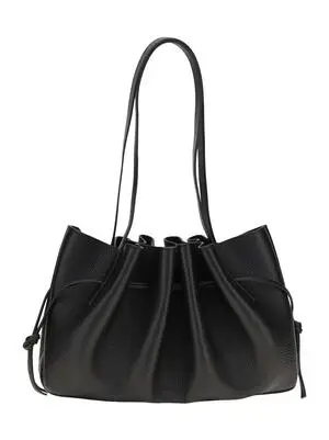Yuzefi Leather Drawstring Shoulder Bag - Black