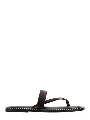 Dries Van Noten Croc Effect Thong Sandals - Brown