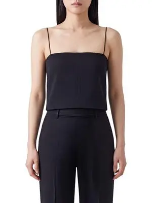 FORTE_FORTE Cropped Linen Blend Bandeau Top - Black