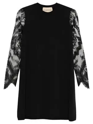 Valentino Garavani Mini Dress With Lace Sleeves - Black