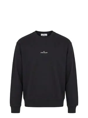 Stone Island Crew Neck Sweatshirt With Back Print - Black