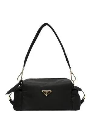 Prada PRADA Re-Nylon And Leather Shoulder Bag Black