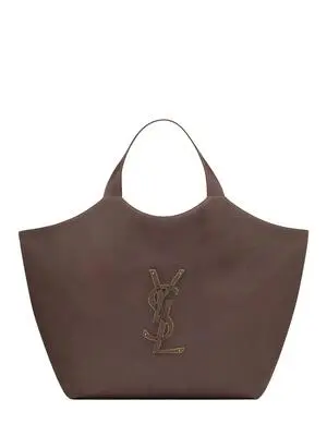 Saint Laurent Saint Laurent Maxi Icare Calfskin Tote Bag Beige