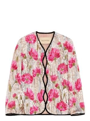 Valentino Garavani Embroidered Organza Jacket With Floral Sequins - Multicolour
