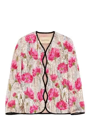 Valentino Garavani Valentino Embroidered Organza Jacket With Floral Sequins Multicolour