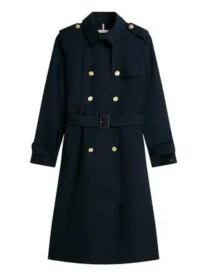 Tommy Hilfiger Double Breasted Mini Coat With Belt - Navy
