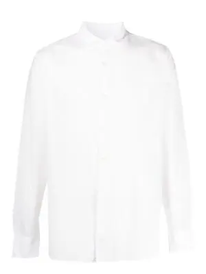 DEPERLU Classic Collar Button-up Shirt With Asymmetric Hem - White