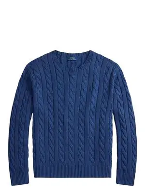 Ralph Lauren Cotton Cable Knit Crewneck Sweater - Navy