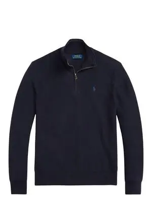 Ralph Lauren Cotton Fine-knit Quarter-zip Pullover Sweater - Navy