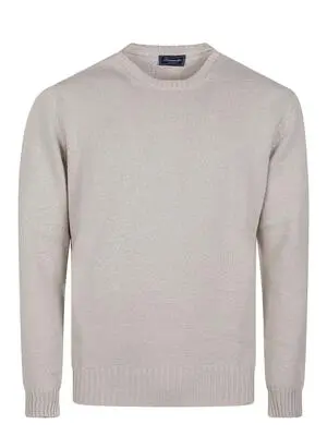 DRUMOHR Crew Neck Long Sleeve Sweater - Beige